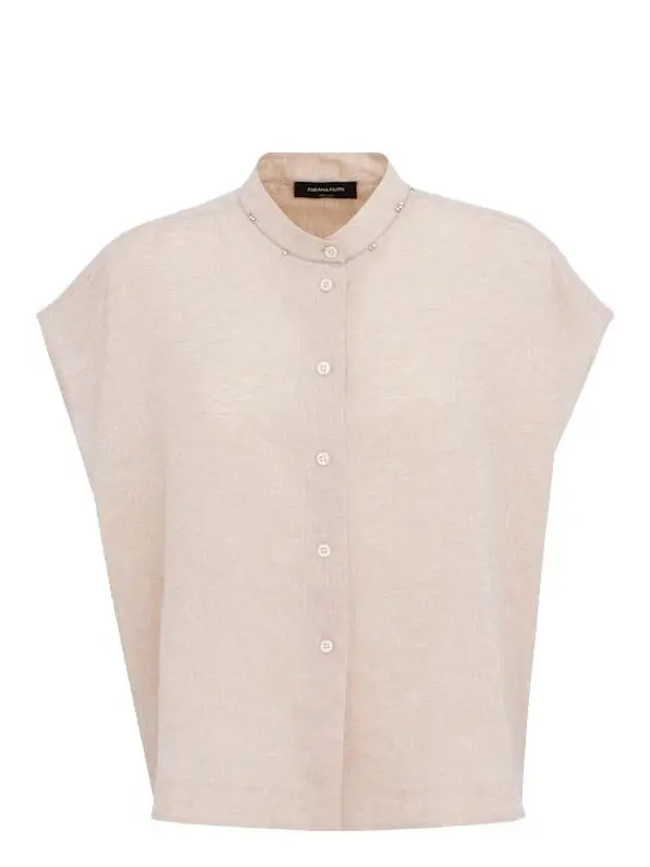 Fabiana Filippi Light Cotton Voile Shirt With Embellished Neckline - Nude