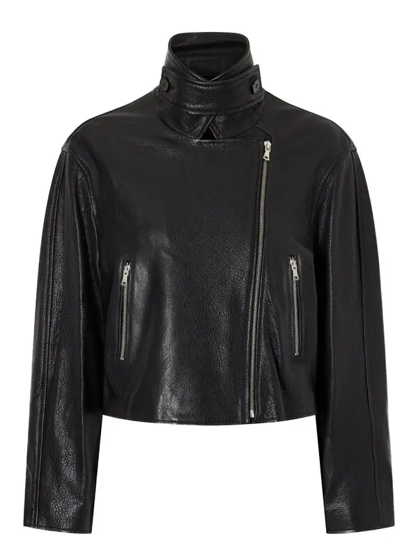 Nour Hammour Varda Textured Leather Jacket - Black