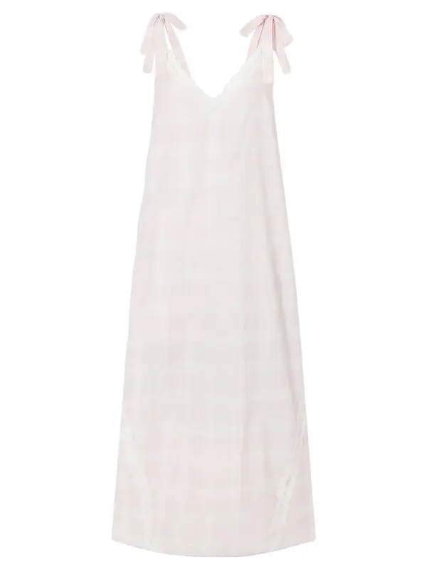 Posse Marylin Gingham Lace-trimmed Cotton Maxi Dress - Multi-color