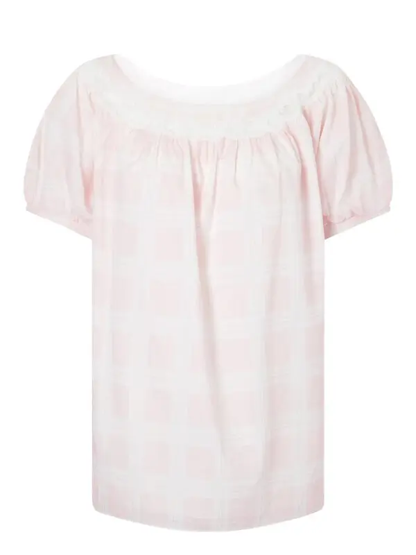 Posse Marilyn Lace-trimmed Checked Cotton Blouse - Pink