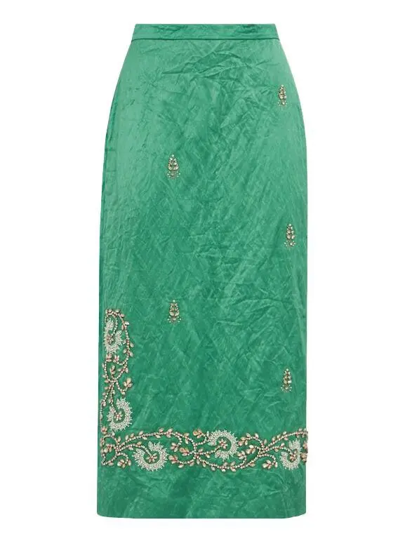 Erdem Embellished Pencil Skirt - Green
