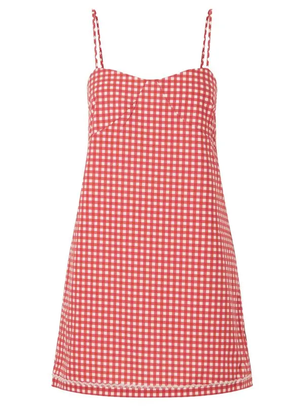 Posse Lindie Gingham Cotton Mini Dress - Red