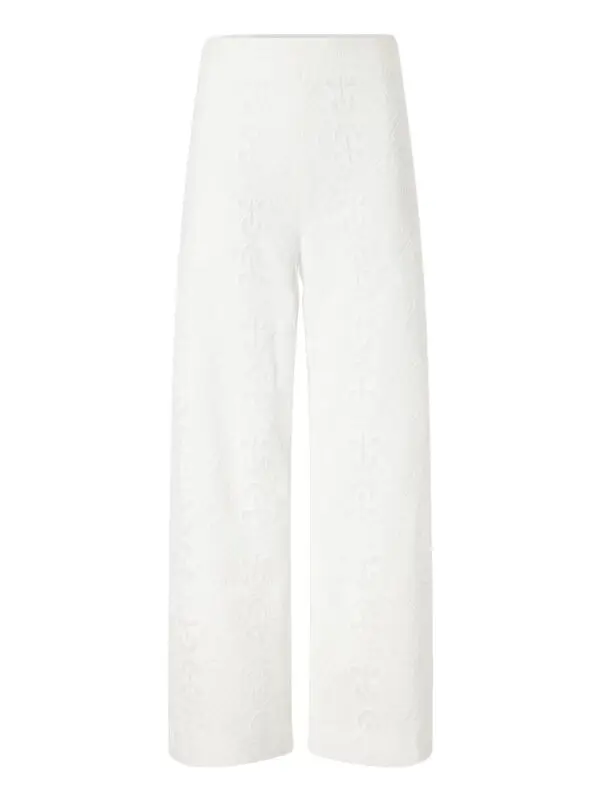 Tove Nynette Floral-embroidered Wide-leg Pants - White