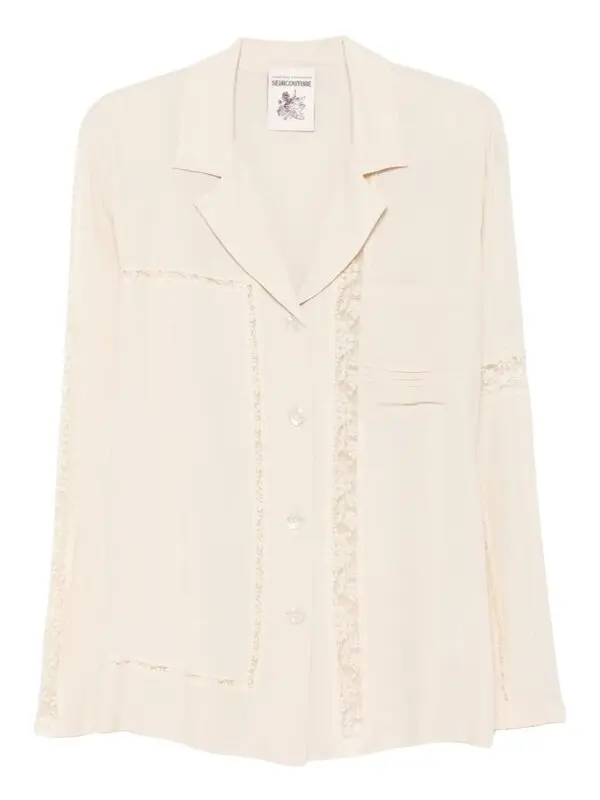 SEMICOUTURE Aida Lace-trimmed Shirt - White