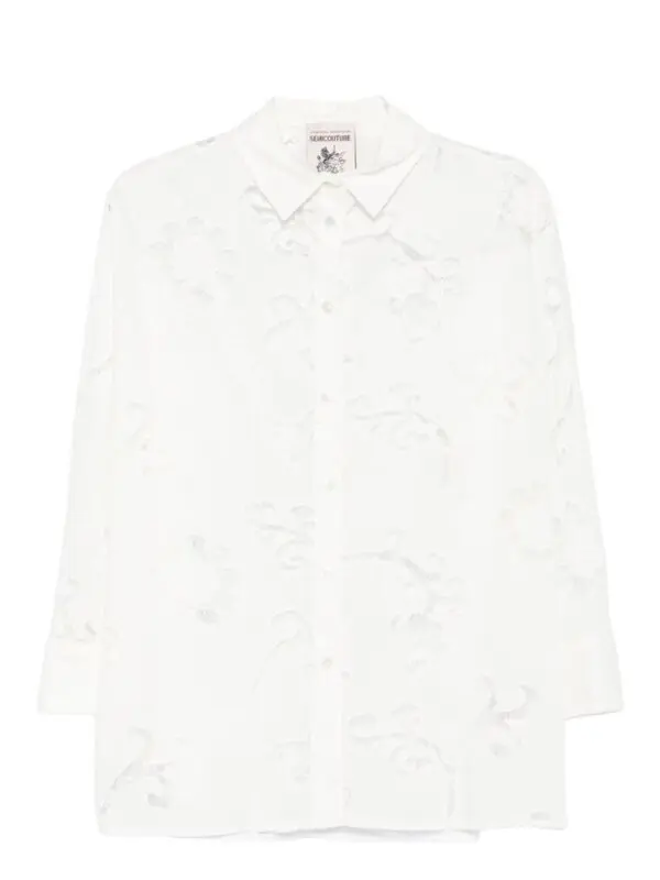 SEMICOUTURE Embroidered Poplin Shirt - White