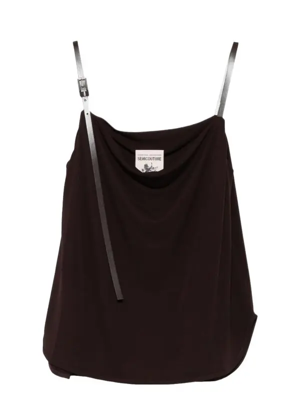 SEMICOUTURE Kayly Buckle-strap Sleeveless Top - Black