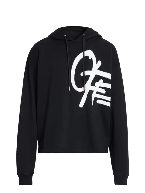 Off-White Graffiti Logo Cotton Hoodie - Black
