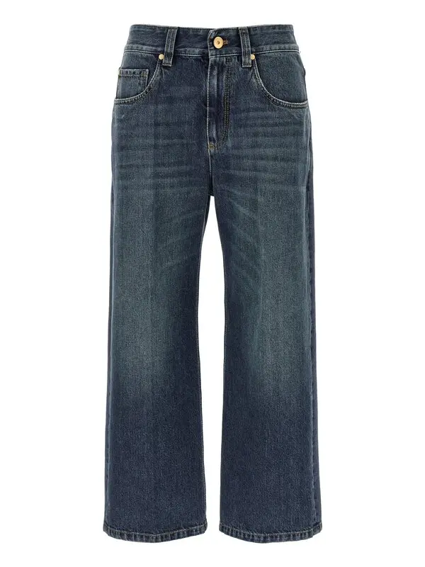 Brunello Cucinelli Monile Detailed Straight-leg Jeans - Black