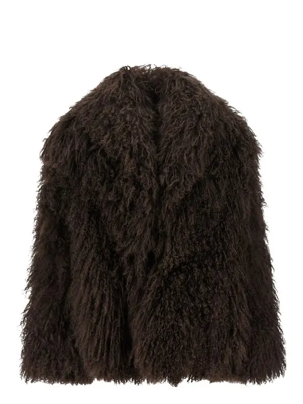 YVES SALOMON Long Sleeve Fur Coat - Brown