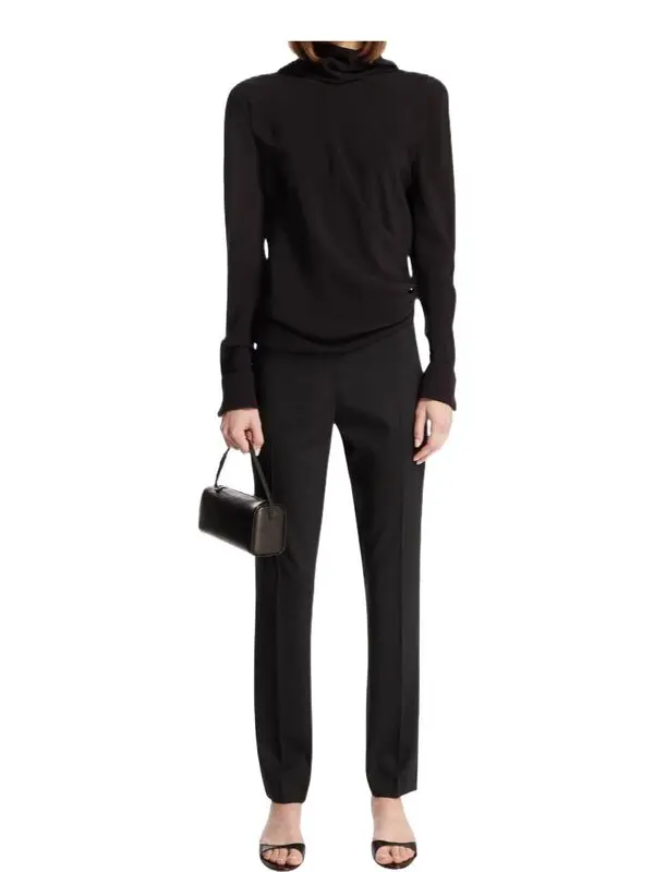 THE ROW Viscose Long Sleeve Top - Black