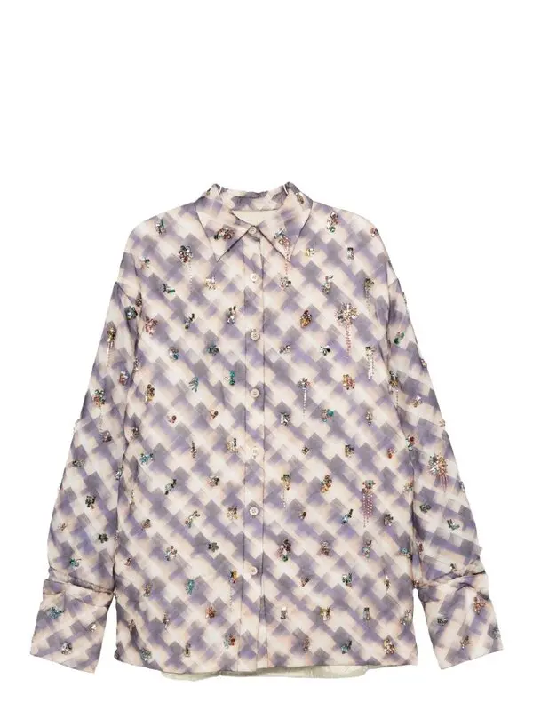 Dries Van Noten Embellished Long Sleeve Shirt - Gray