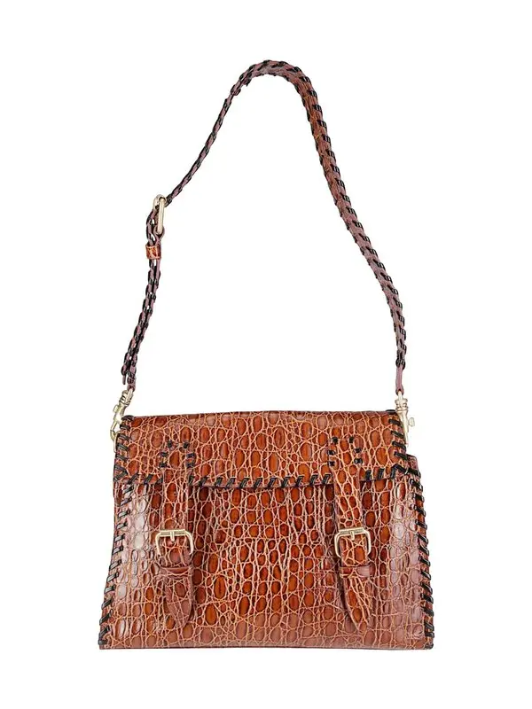 Dries Van Noten Embossed Shoulder Bag - Brown