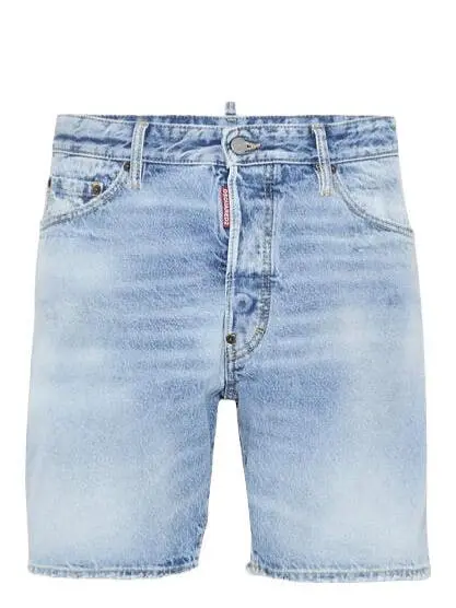 Dsquared2 Distressed Wash Denim Shorts - Blue