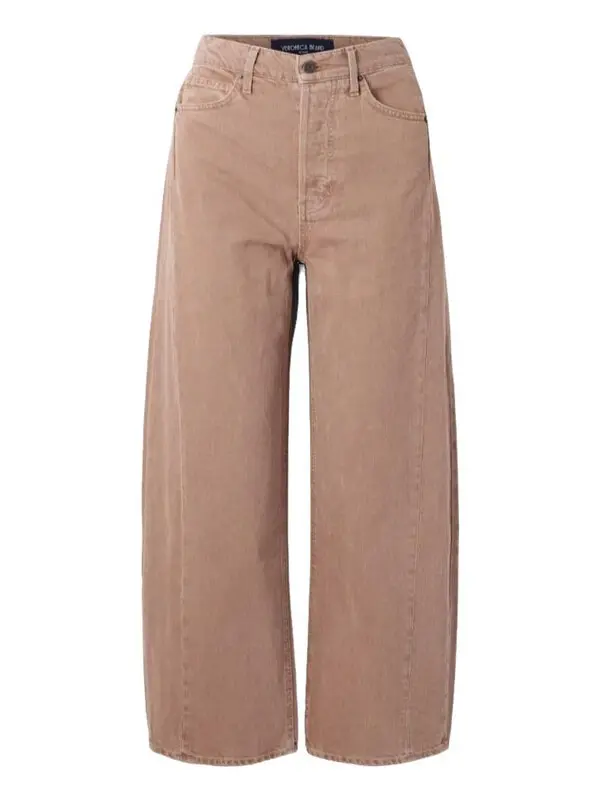 Veronica Beard Ryder Cropped High-rise Barrel-leg Jeans - Brown