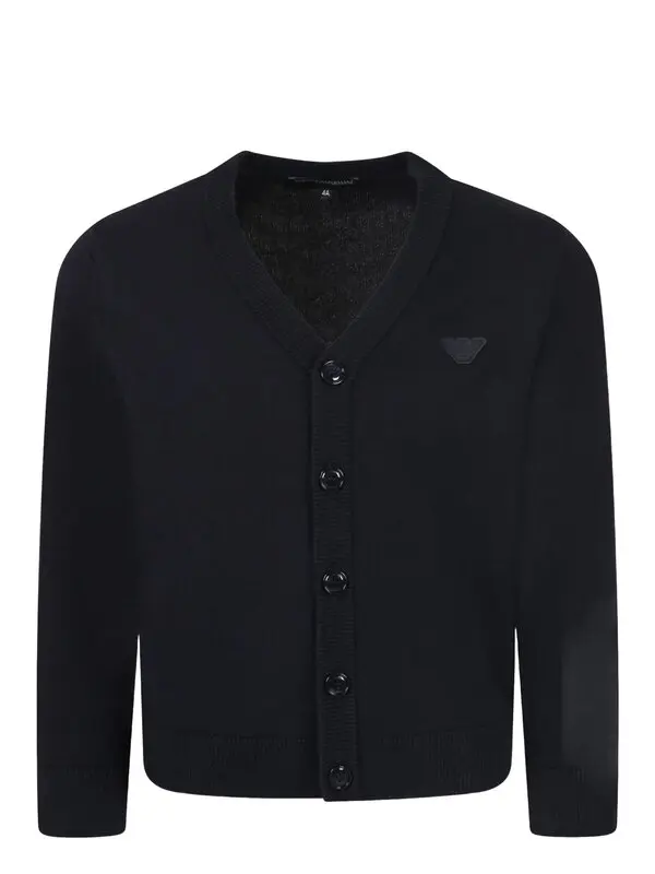 Emporio Armani Long-sleeved Knitted V-neck Cardigan - Black