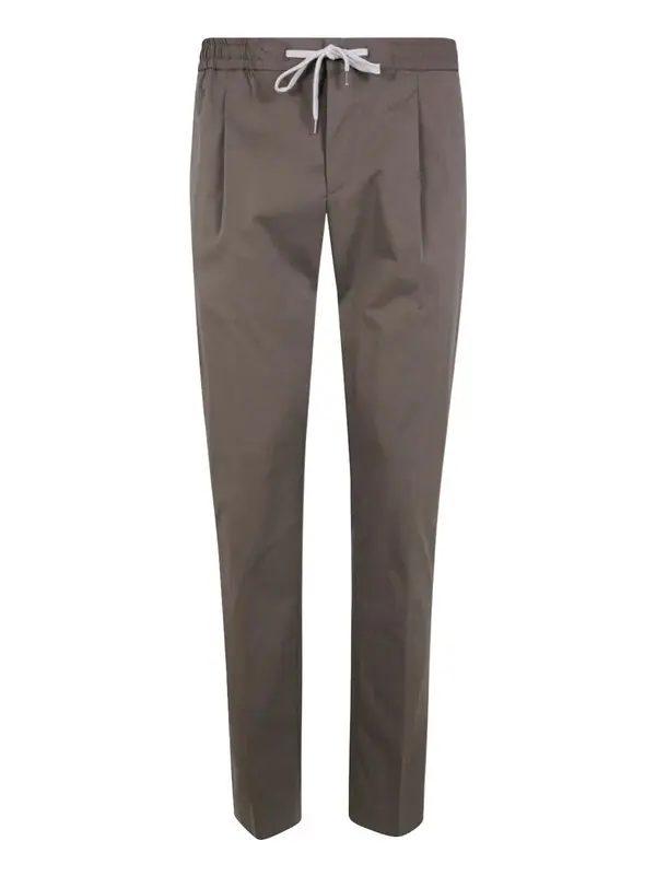 PT TORINO Pleated Tapered Trousers With Drawstring Waistband - Black