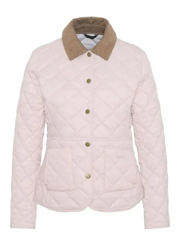 Barbour Deveron Quilted Collar Jacket - Primrose Pink/ice White