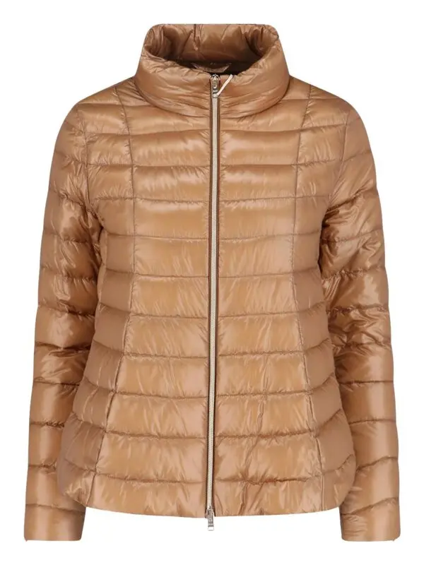 Herno Zip-up Padded Jacket With High Collar - Brown
