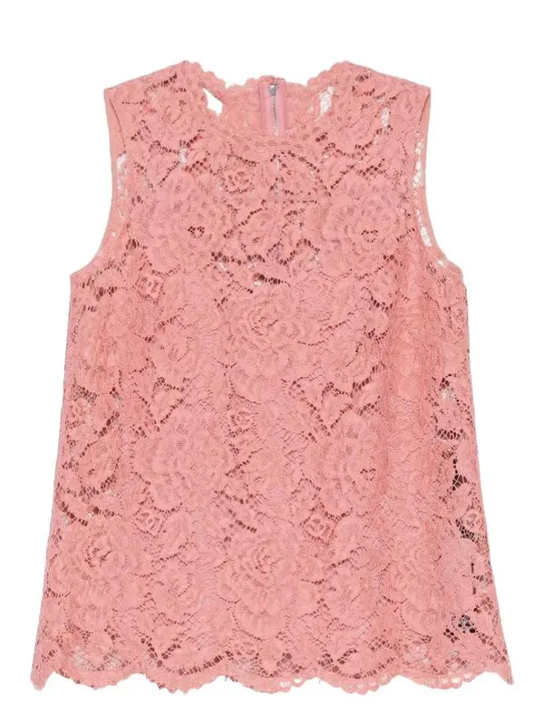 Dolce & Gabbana Sleeveless Cordless Lace Blouse - Rosa Polvere Scuro