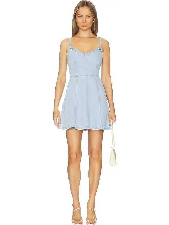 Steve Madden Denim Mini Dress With Adjustable Straps - Blue