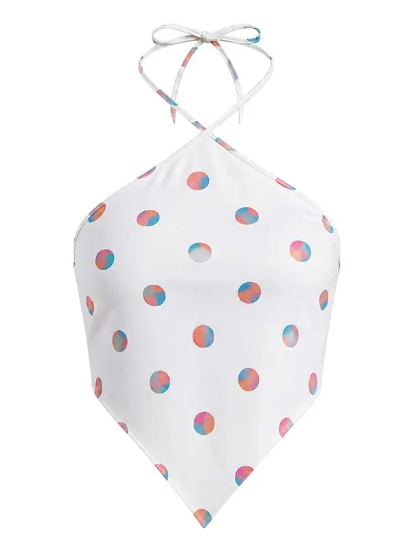 LOVEIST STORE Halter Neck Polka Dot Top - White