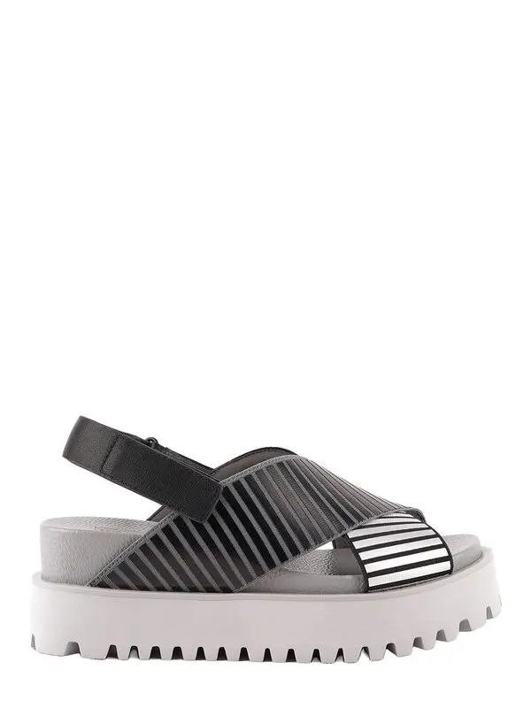 United Nude Rico X Strappy Flatform Sandals - Grey/black/silver