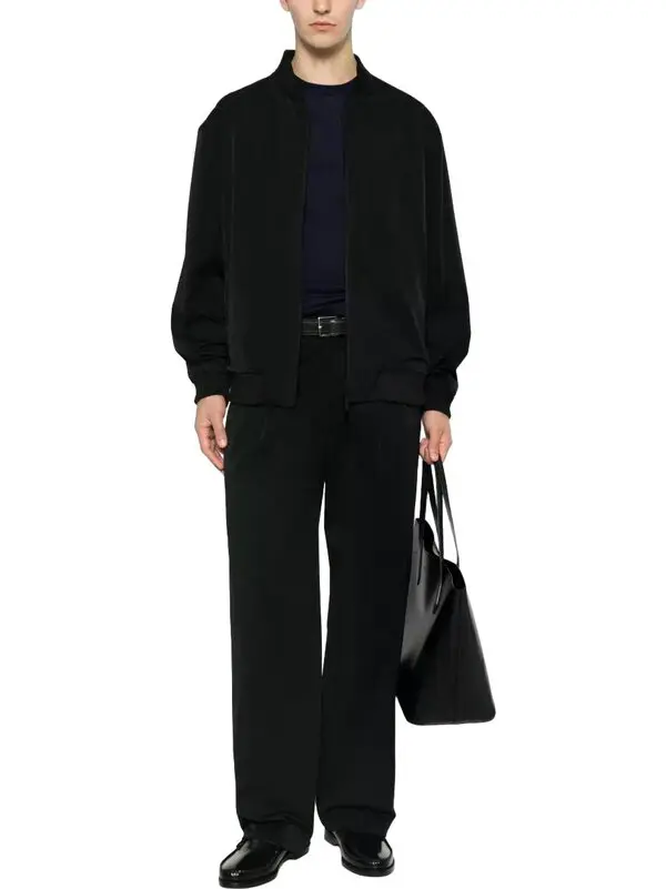 Karl Lagerfeld Ribbed-trim Zip-up Jacket - Black