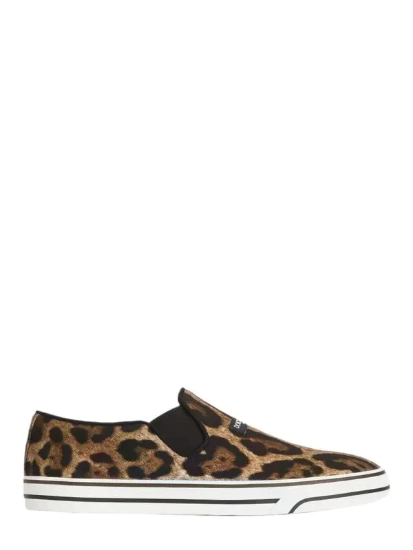 Dolce & Gabbana Leopard Print Canvas Dg Sailing Slip-on Sneakers - Neutrals