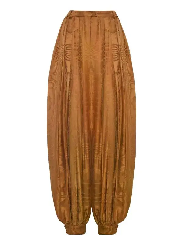 Adam Lippes Moiré-effect Pleated Trousers - Brown