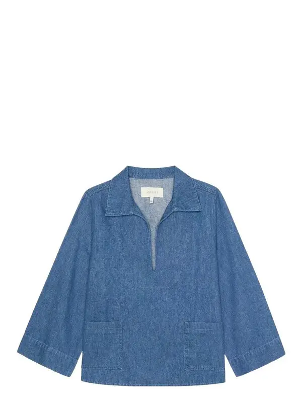 The Great. V-neck Patch Pocket Tunic - Blue