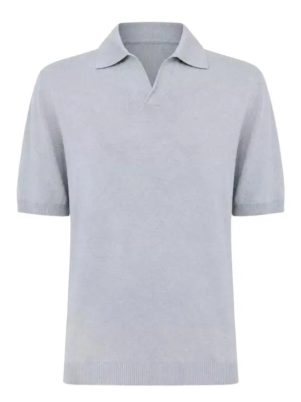 LARDINI Short-sleeve Knit Polo Shirt - Grey