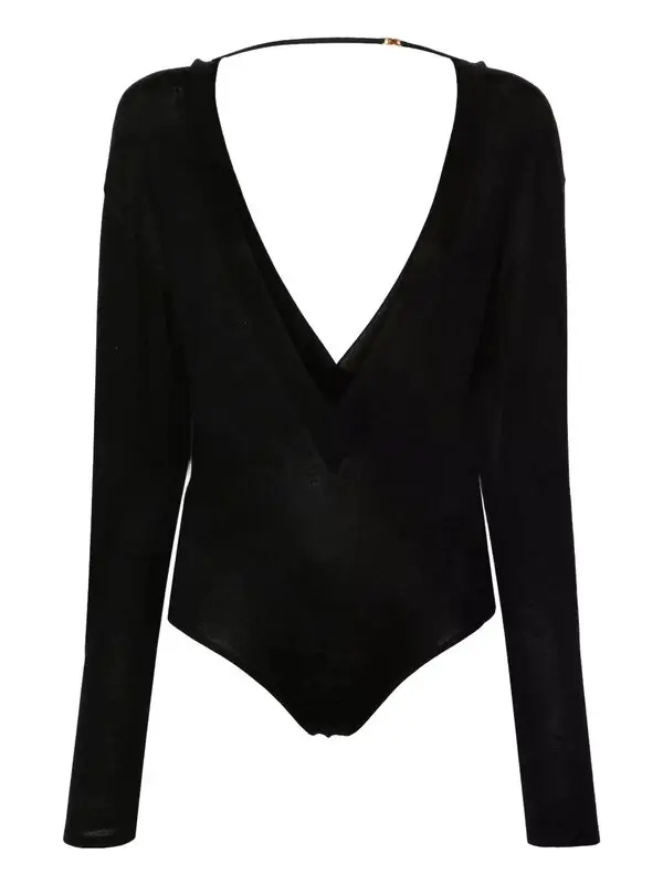 Saint Laurent V-neck Long Sleeve Bodysuit - Black