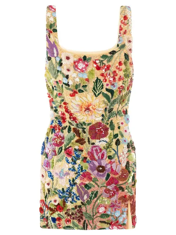 LA FUORI Embellished Floral Tulle Mini Dress - Multi