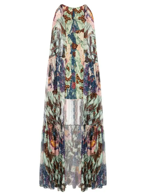 LA FUORI Genevieve Nebula Cape Silk Mini Dress - Print