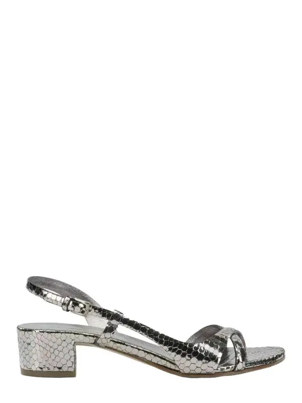 DEL CARLO Snake-effect Leather Sandals - Silver