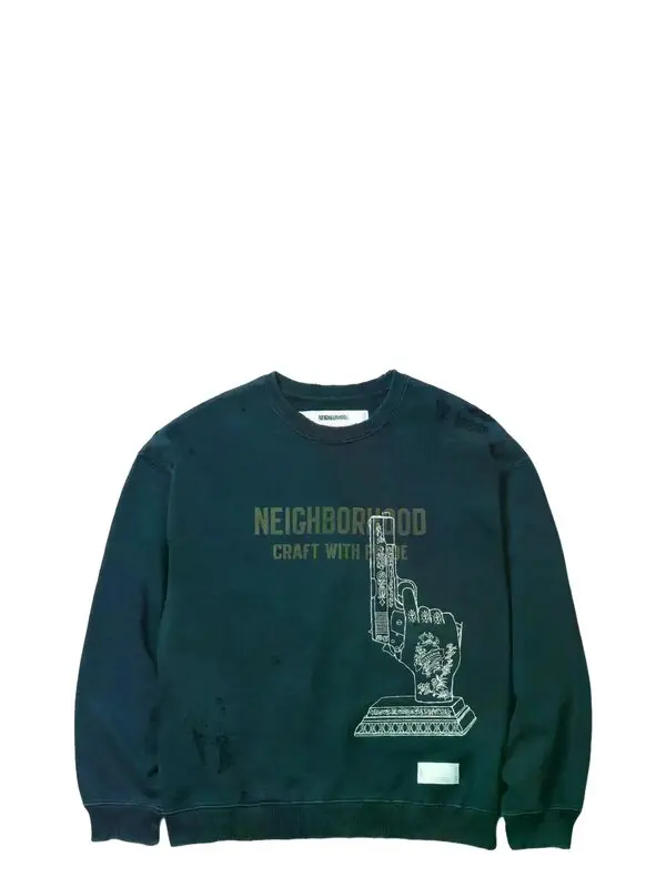 NEIGHBORHOOD Distressed Graphic Print Sweatshirt - Black