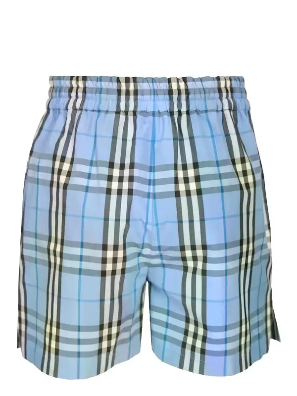 Burberry Check Print Drawstring Shorts - Blue