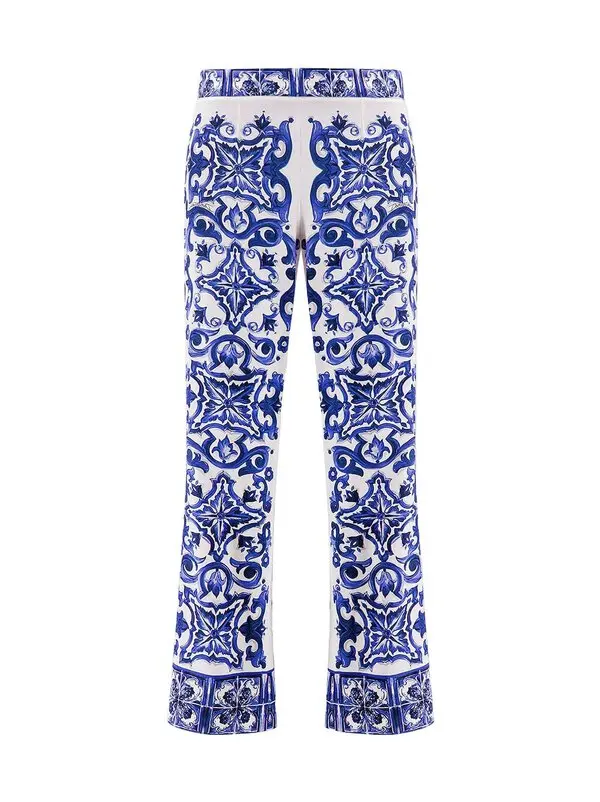 Dolce & Gabbana Silk Trousers With Majolica Print - Multicolor