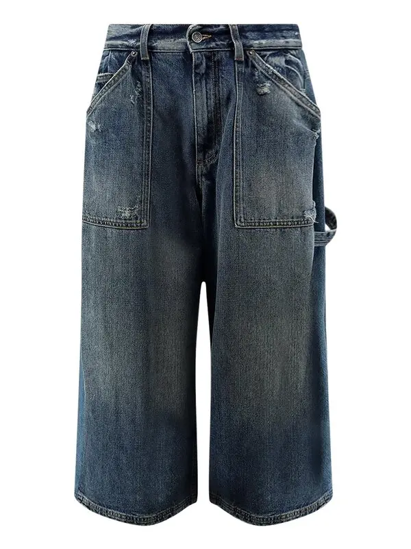 Dolce & Gabbana Wide Leg Denim Bermuda Shorts - Blue