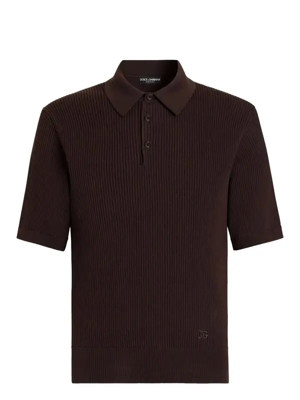 Dolce & Gabbana Ribbed Cotton Polo Shirt - Multicolor