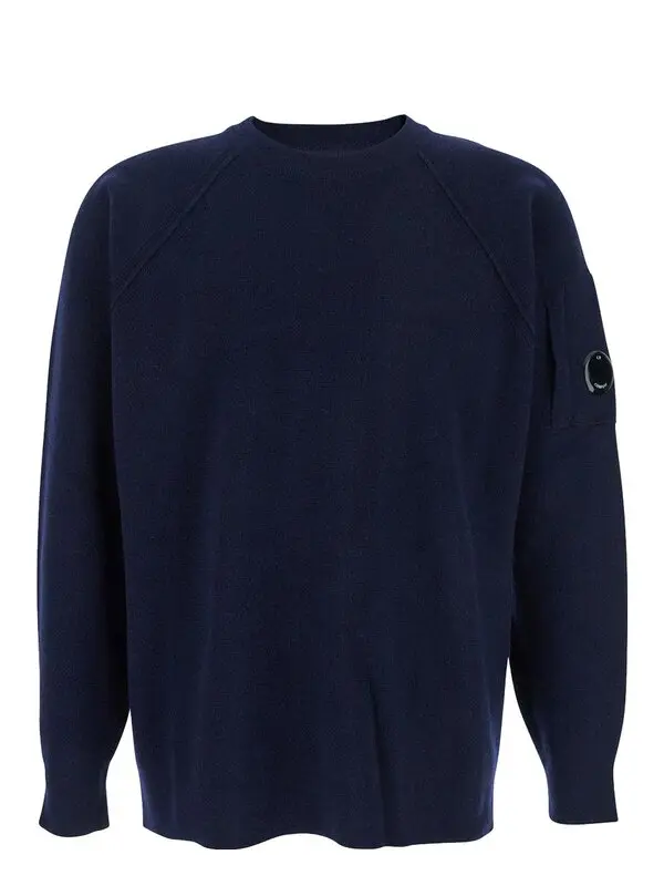 C.P. COMPANY Wool Blend Crew Neck Sweater With Compass Logo - Multicolor