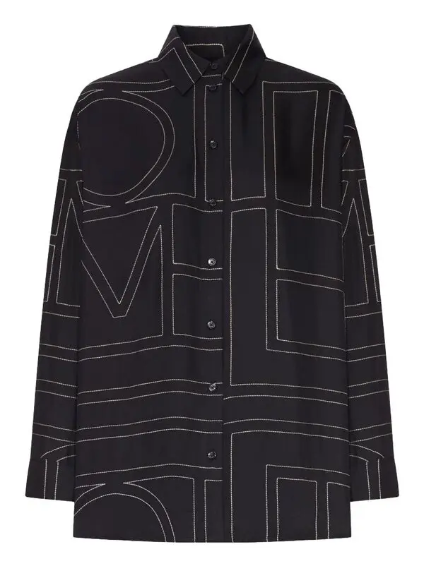TOTEME Embroidered Silk Shirt - Black