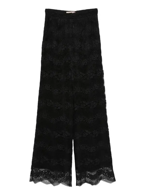 TWINSET Lace Trimmed Straight Leg Pants - Black