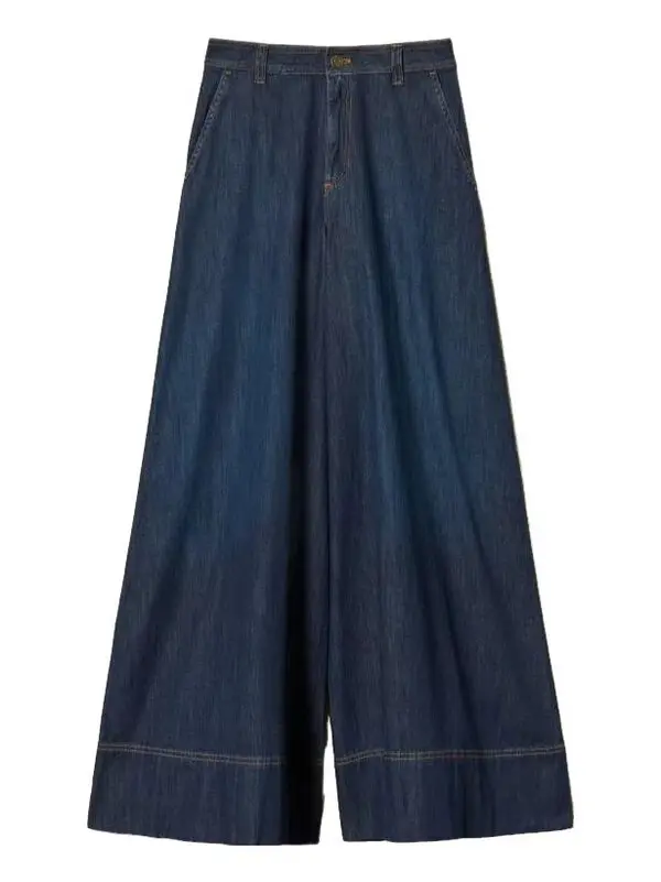 TWINSET Wide-leg Jeans With Stitching Detail - Black