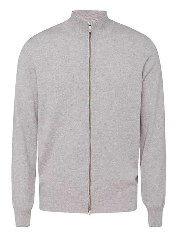 Brunello Cucinelli High-neck Zip-up Cashmere Jumper - Gray