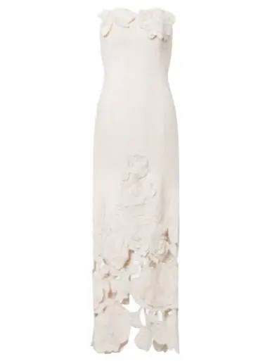 LEO Lin Rayna Floral-appliqué Crêpe Maxi Dress - White