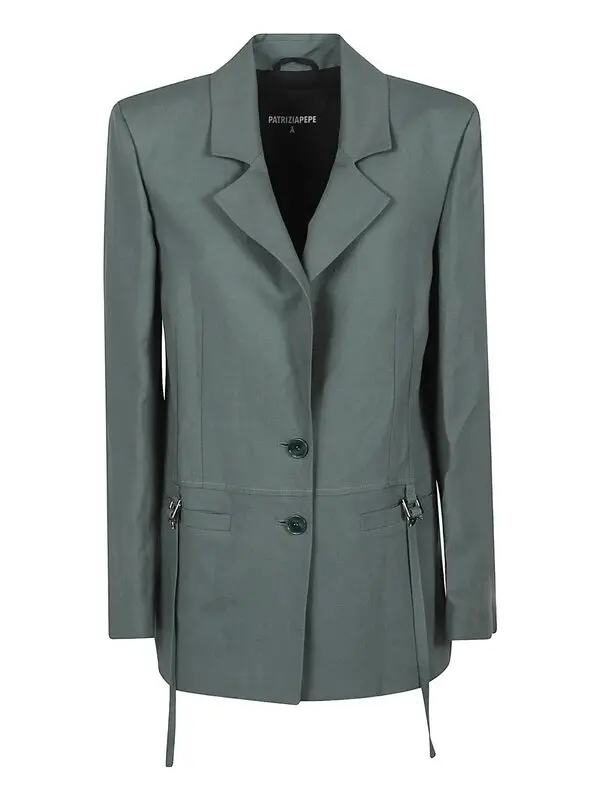 Patrizia Pepe Single-breasted Blazer With Buckle Detail - Algae Green