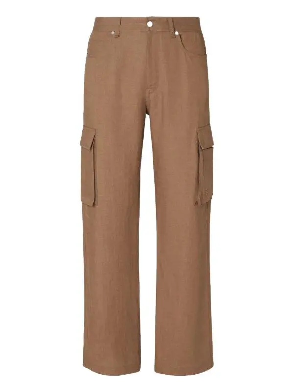 Fendi Logo Embroidered Straight-cut Cargo Trousers - Brown