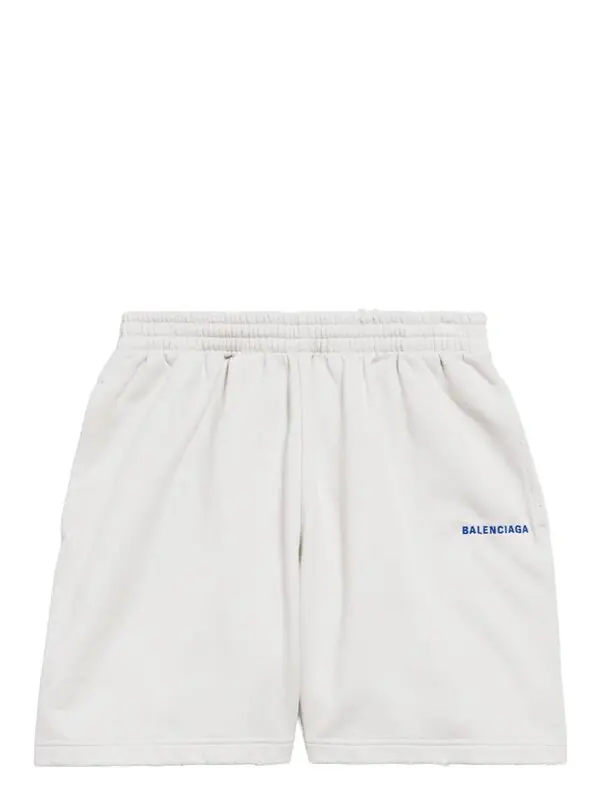 Balenciaga Logo Embroidered Bermuda Shorts - Dirty White/blue