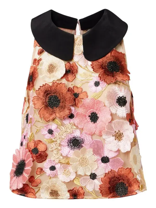 Dorothee Schumacher Sleeveless Top With Detachable Floral Appliqué Collar - Multicolor